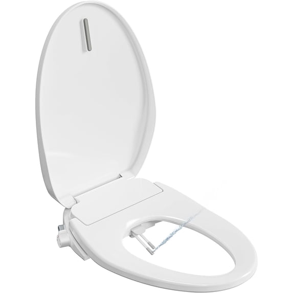 Electric Bidet Toilet Seat Adjustable Warm Water & Dryer Slow Close ...