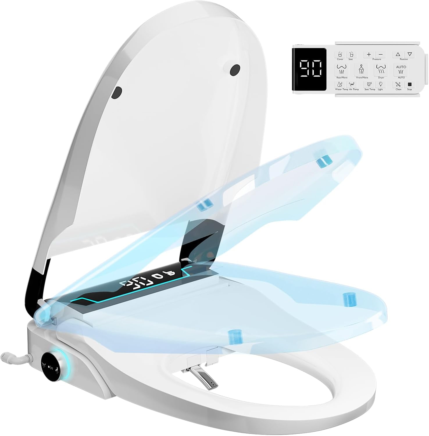 Electric Bidet Toilet Seat, Auto Open & Close Lid, Heated Toilet Seat ...