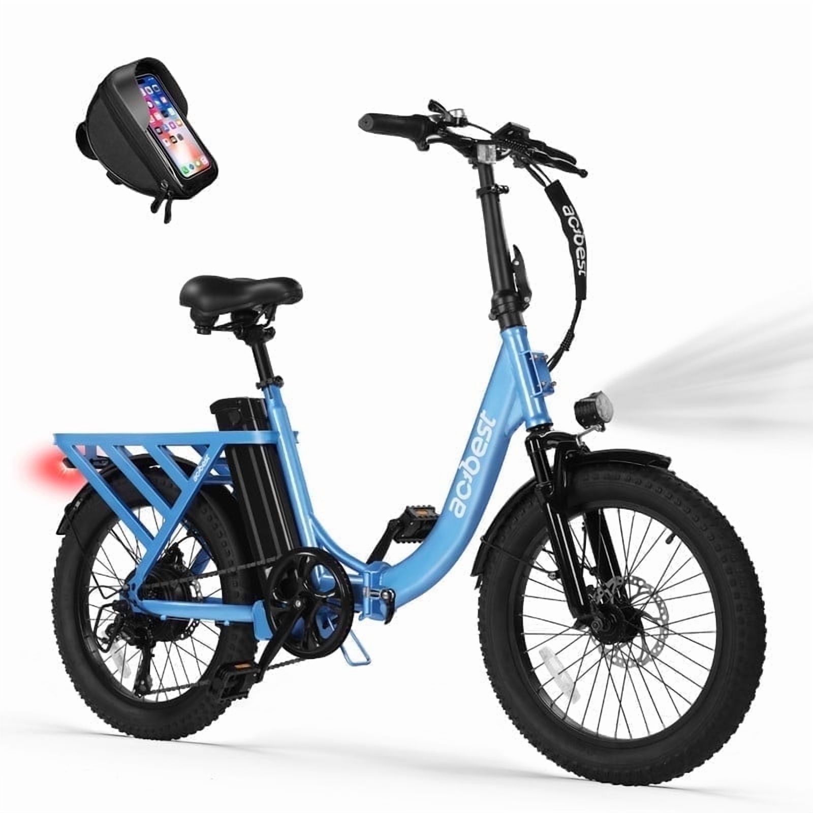 Electric Bike for Adults, 20'' Fat Tire Folding Ebike with Peak 1200W ...