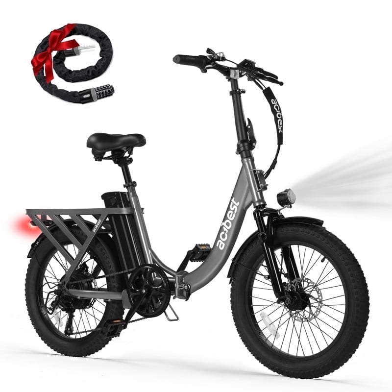 Actbest Electric Bike for Adults, 20'' Fat Tire Folding Ebike with Peak ...