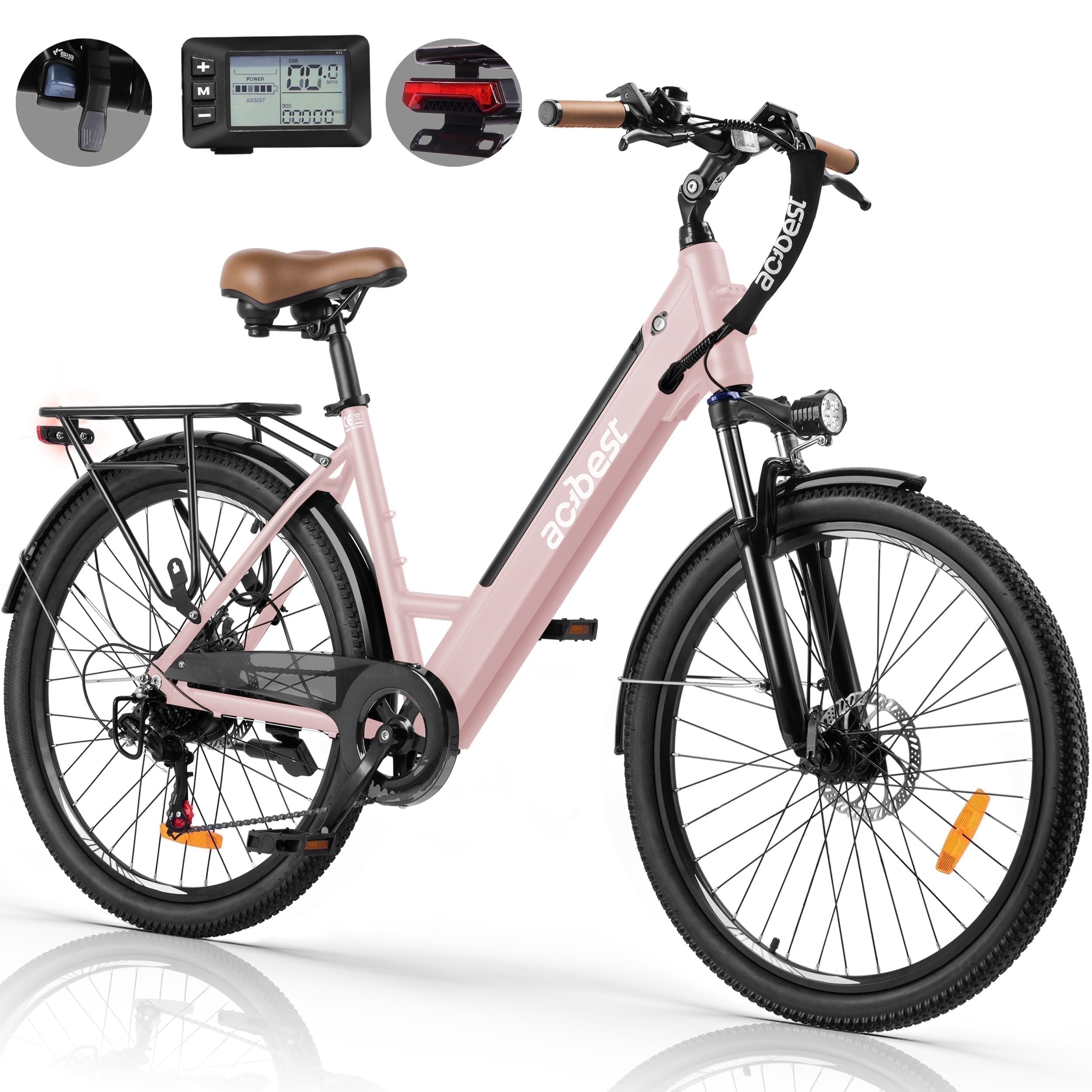 Actbest Electric Bike for Adults, 26 inch Step Thru Electric Bicycle ...