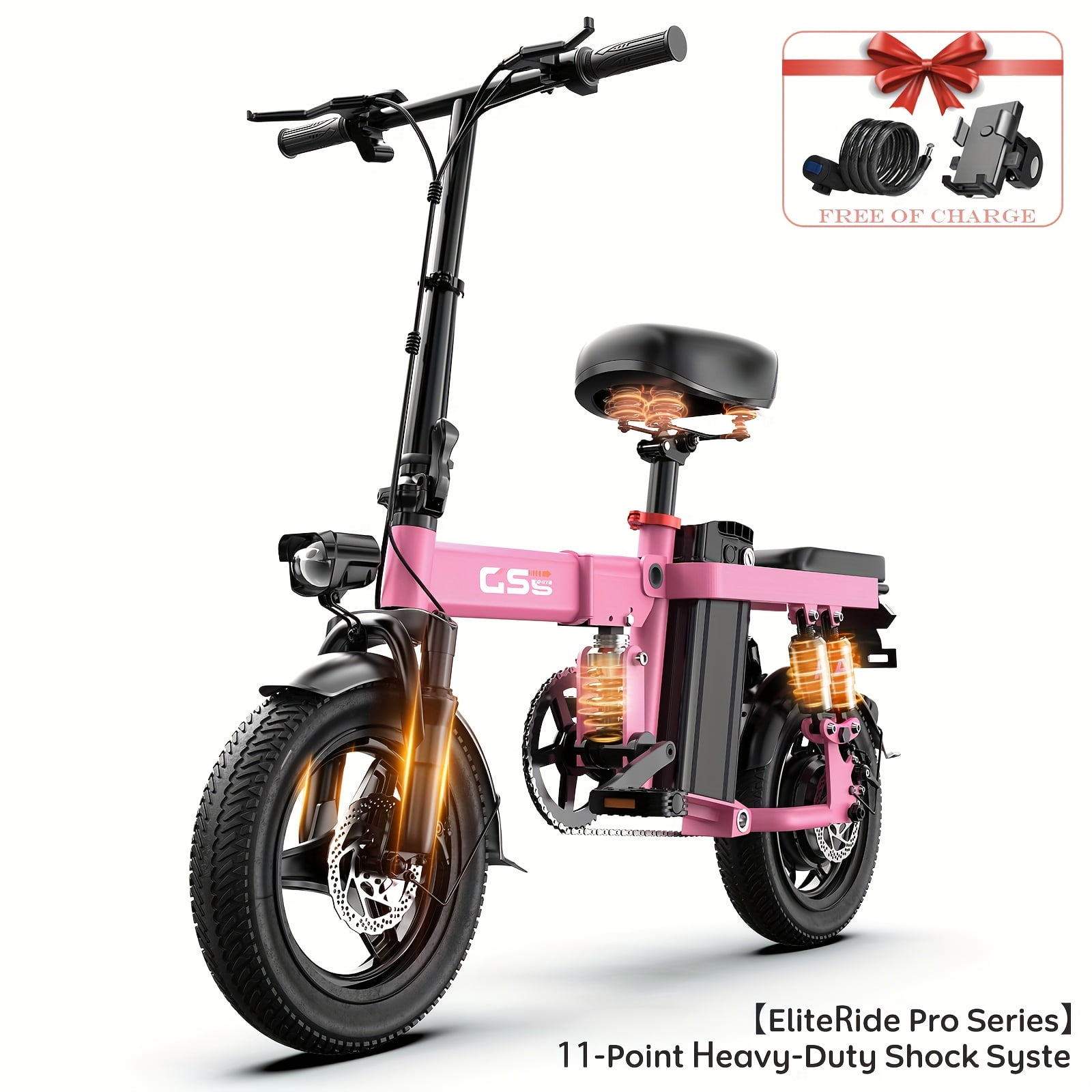 Electric Bike for Adults Peak 740W, 230 MPH Max Speed Folding Electric Bicycles, 14" Mini Ebike ...