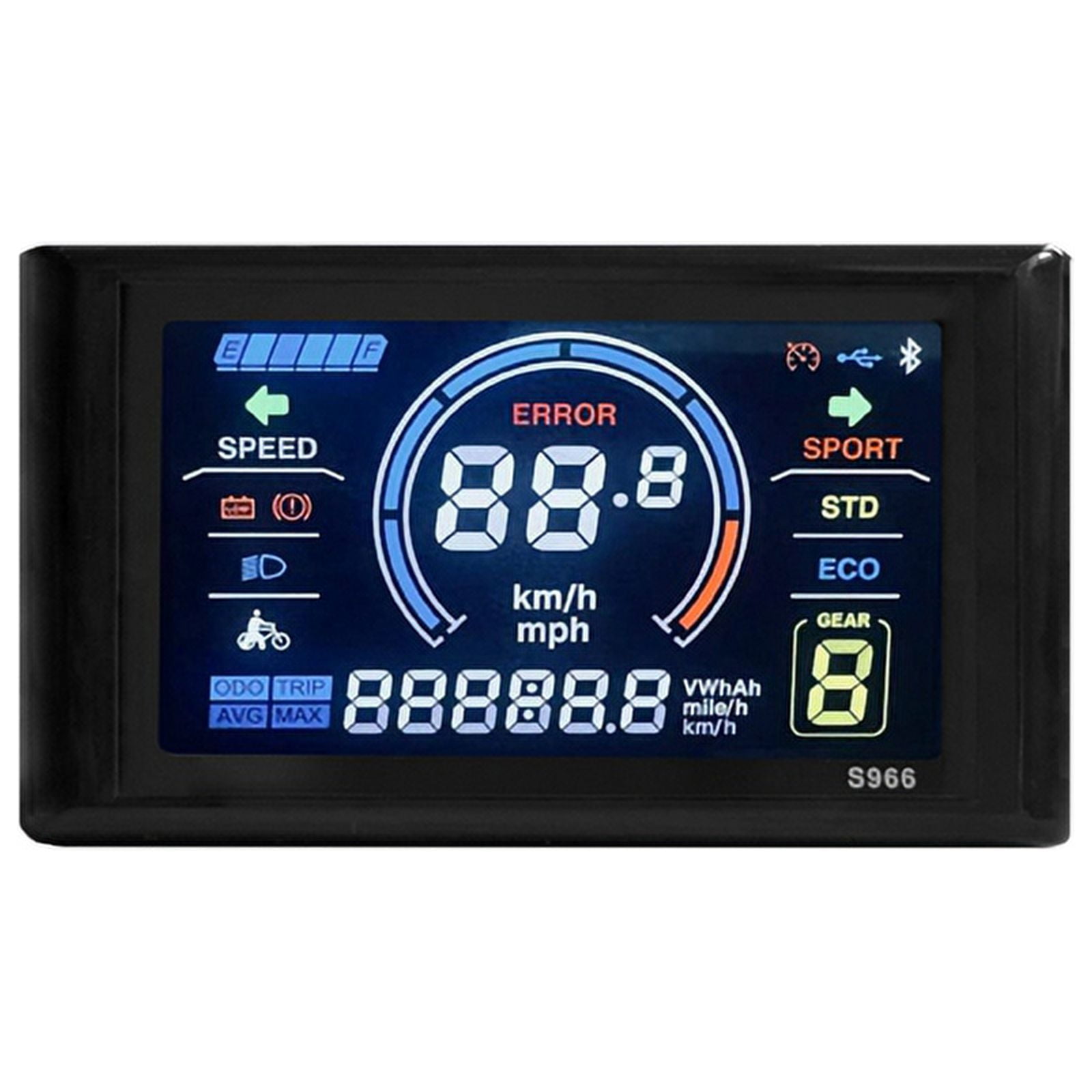 Electric Bike Display 24V-72V Waterproof LCD Display S966 Electric Bike ...