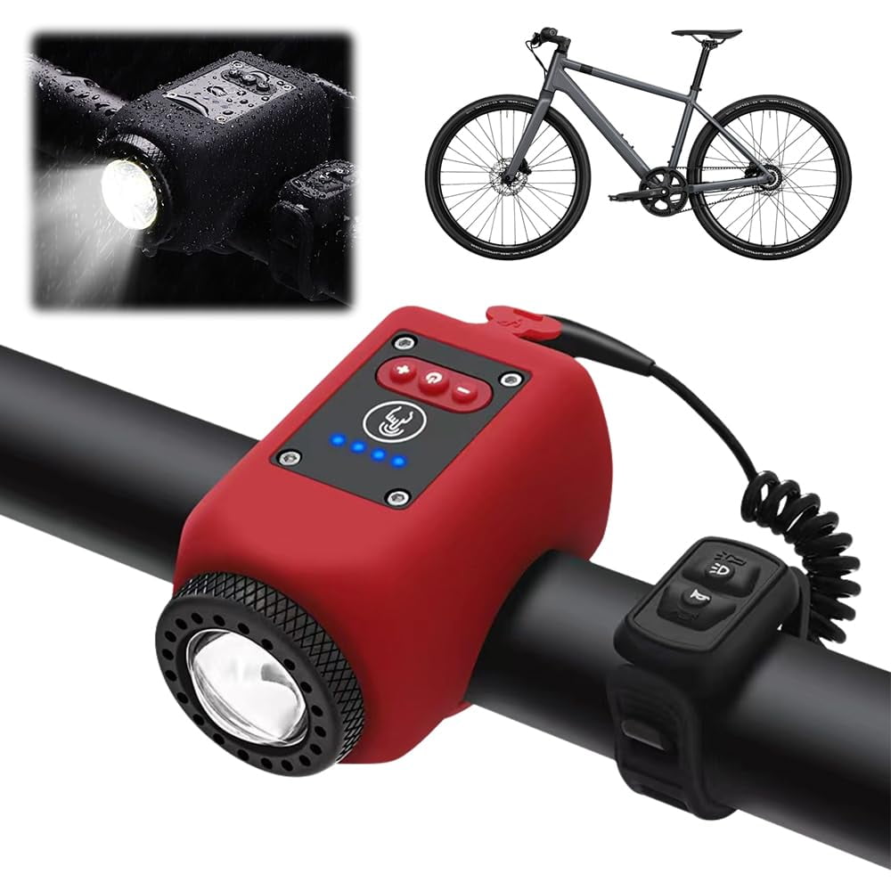 Electric Bike Horn Bike Light 2-in-1; 110 dB Bike Horn 5 Sound Modes ...