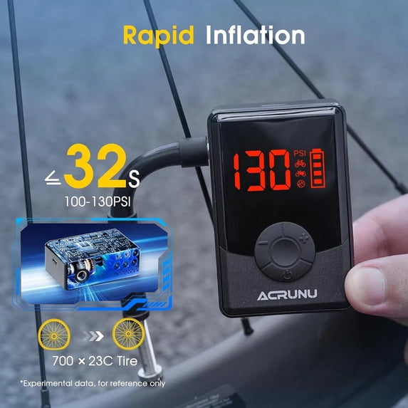 Electric Bike Tire Inflator 130PSI Portable Air/Compressor with LED ...