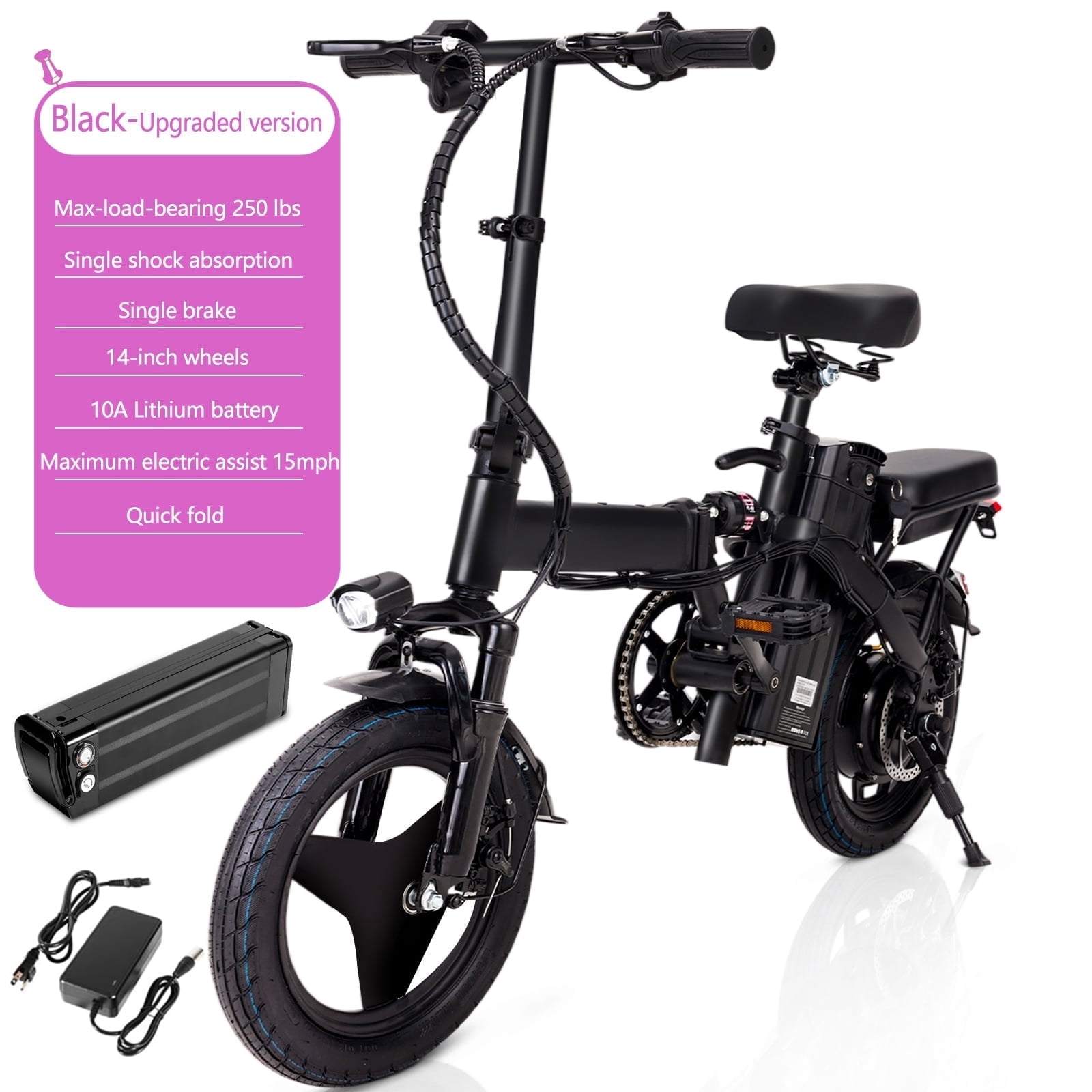 Electric Bike for Adults 15 Mph with Max 15° Uphill,Folding Ebikes 500W ...