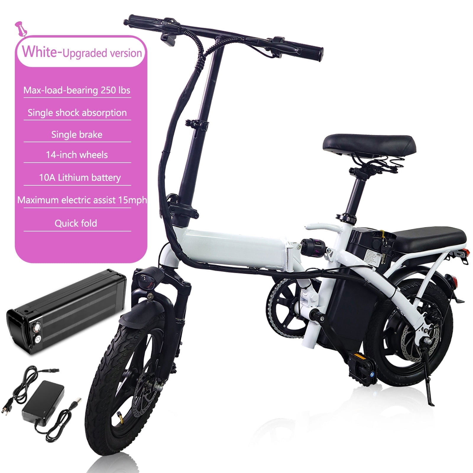 Electric Bike for Adults 15 Mph with Max 15° Uphill,Folding Ebikes 500W ...