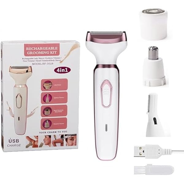 Electric Bikini Shaver for Women 4 in 1 Trimmer, Pubic & Body & Facial ...