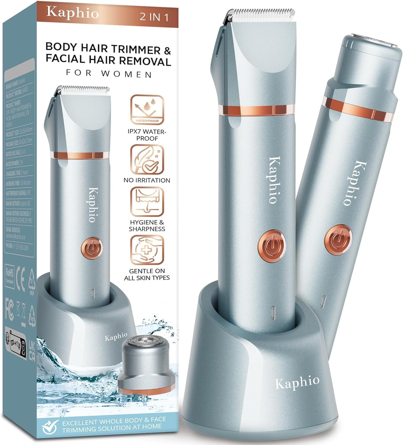 Electric Bikini Trimer Shaver Women: 2 in 1 IPX7 Waterproof Wet & Dry ...