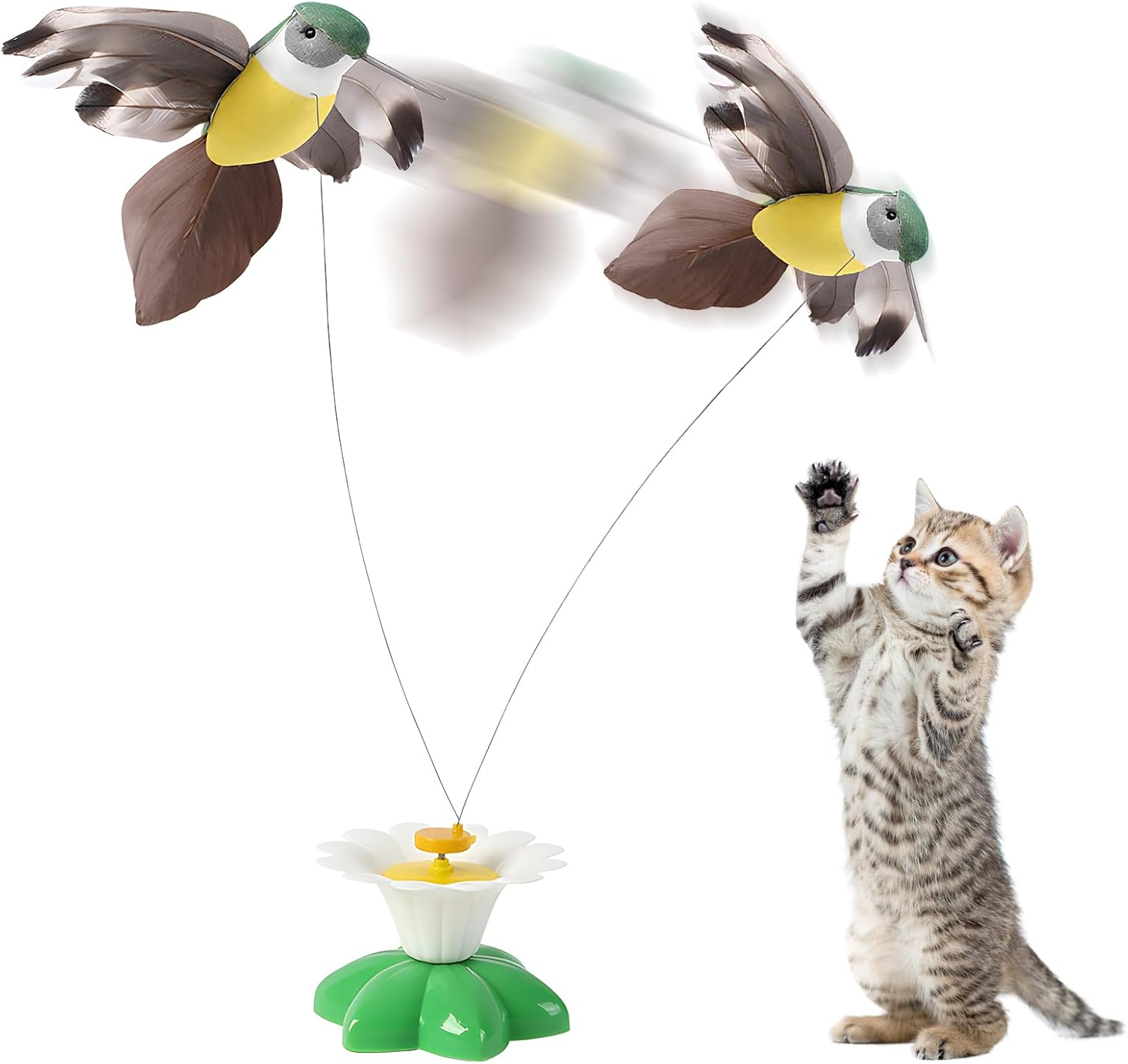 Electric Bird Teasing Cat Toy, 2 in 1 Interactive Bird Toy for Cats ...
