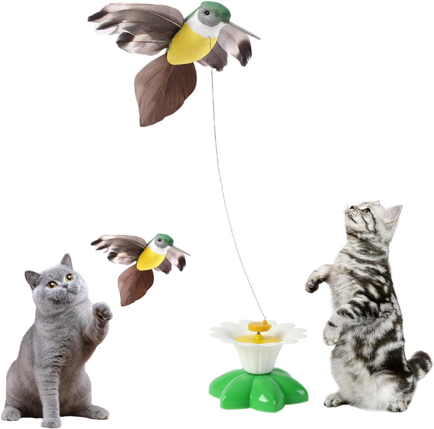 Electric Bird Teasing Cat Toy,Interactive Bird Toy for Cats,360 Degree ...