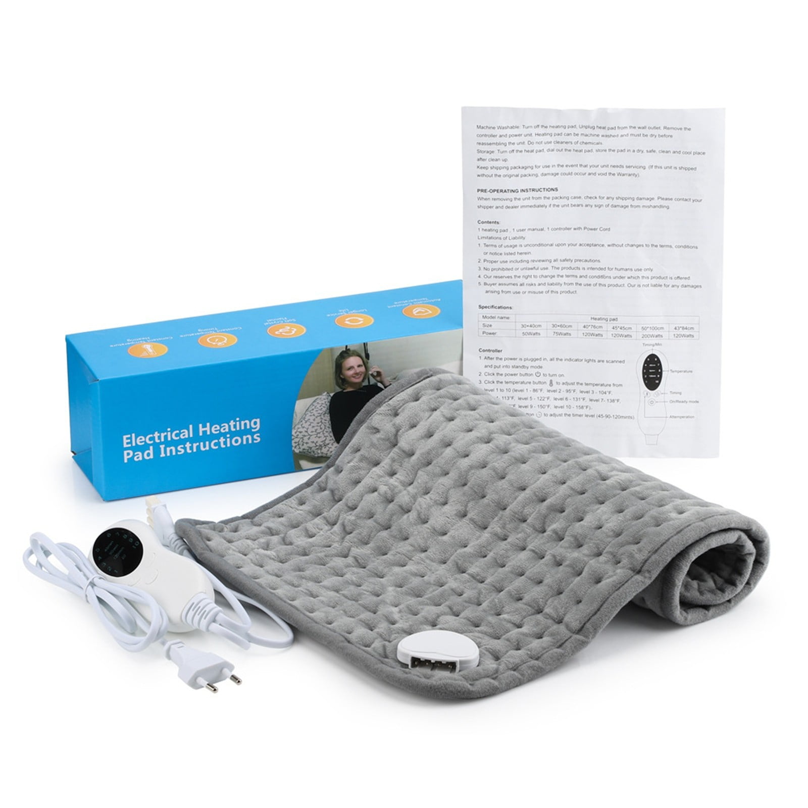 Electric Blanket - Foot, Back & Full-Body Warmer - 3-Speed Timer for ...