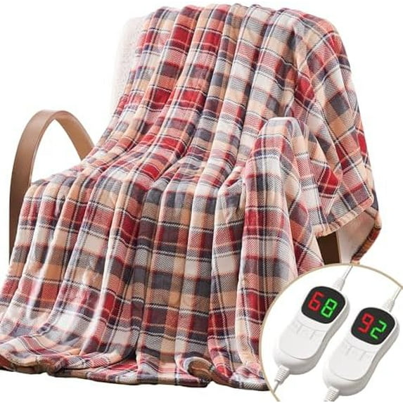 Electric Blanket Heated King Size - 100“x90“ Ultra Soft Cozy Flannel Heating Blanket with 10 ...