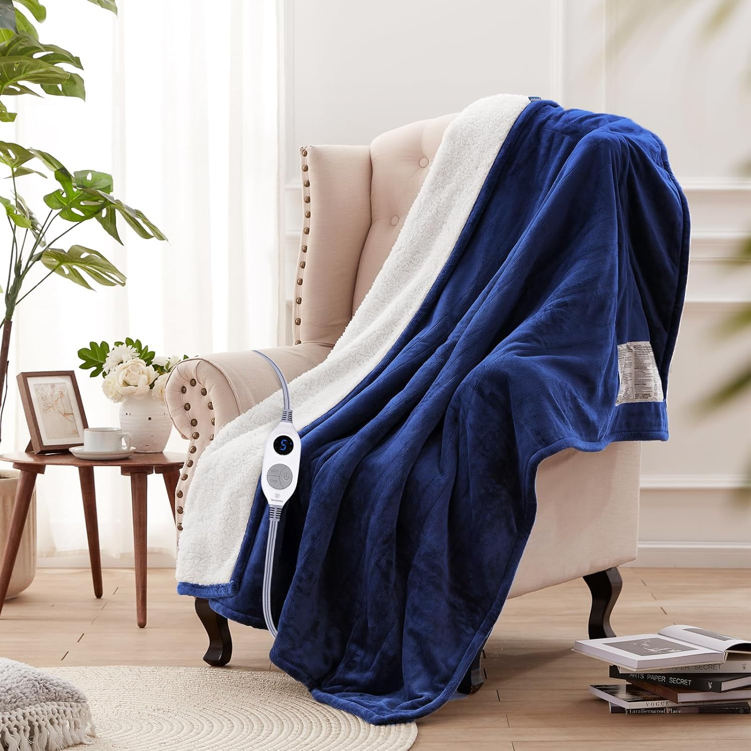 Electric Blanket Heated Throw | 6 Heating Levels & 4 Hours Auto Off ...