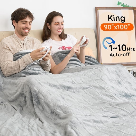 Electric Blanket King - 90"x100" Dual Control Flannel Heated Blanket ...