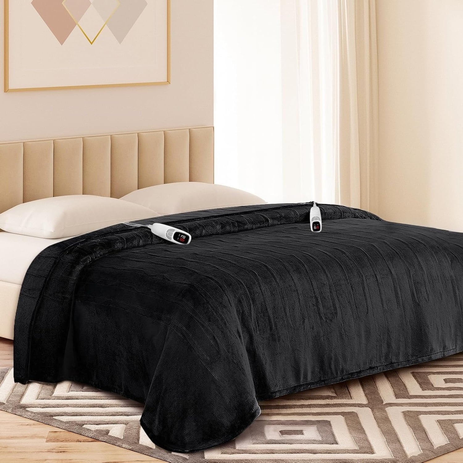 Electric Blanket King with Dual Control-100 x90 Soft Flannel Heating ...