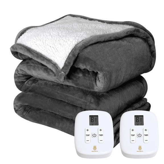 Electric Heated Blanket King Size 90"x100" - Dual-Sided with Flannel, 4 ...