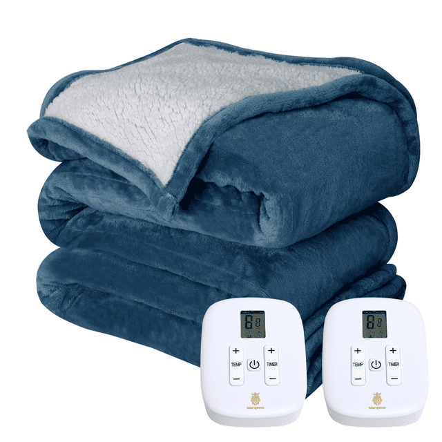 "King Size Electric Blanket, Sherpa Heated Throw, Dual Control, 10 Heat ...