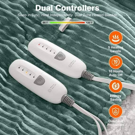 Electric Blanket Queen Heated Blanket Queen Size 84"x90" Dual Control ...