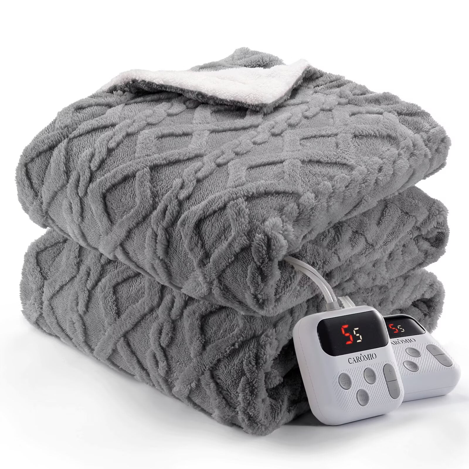 Electric Blanket, Thick Tufted Sherpa Heated Blanket with 10 Heating ...