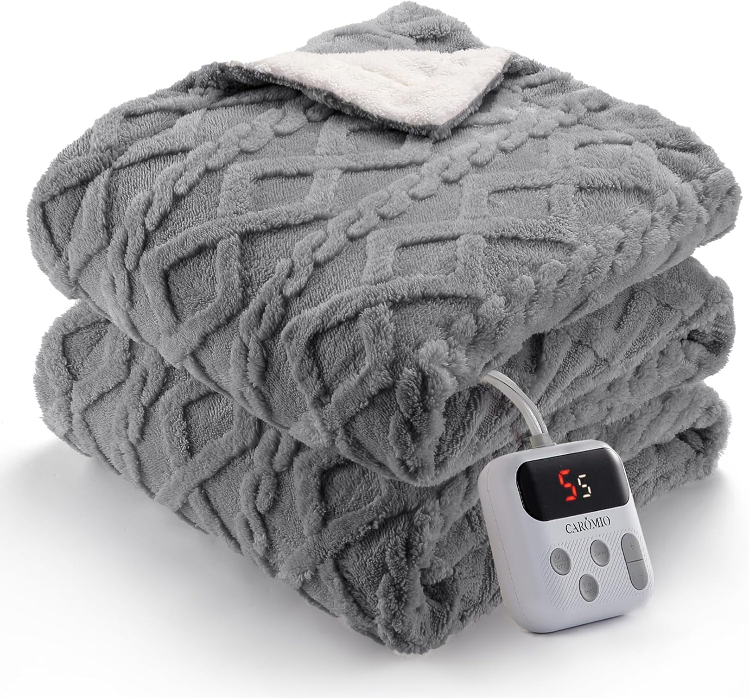 Electric Blanket Twin Size - Thick Tufted Sherpa Heated Blanket Twin with 10 Heating Levels and ...