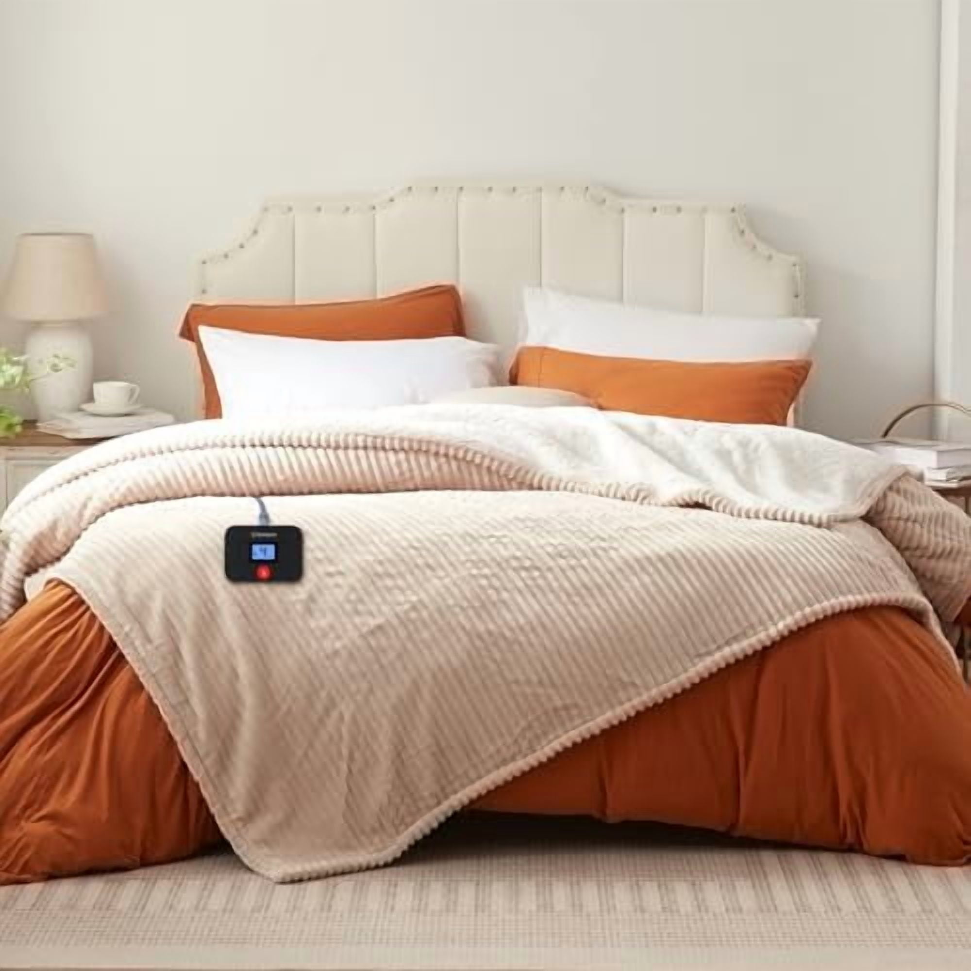 Electric Blanket Twin, Soft Ribbed Flannel to Sherpa Heated Blanket ...