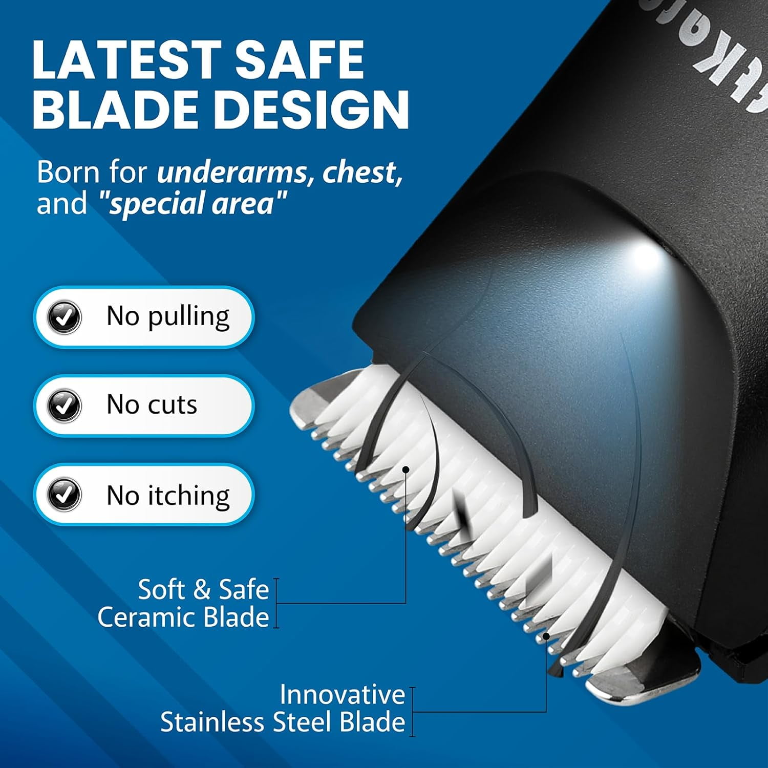 Electric Body Hair Trimmer for Men - LED Light, Waterproof ...