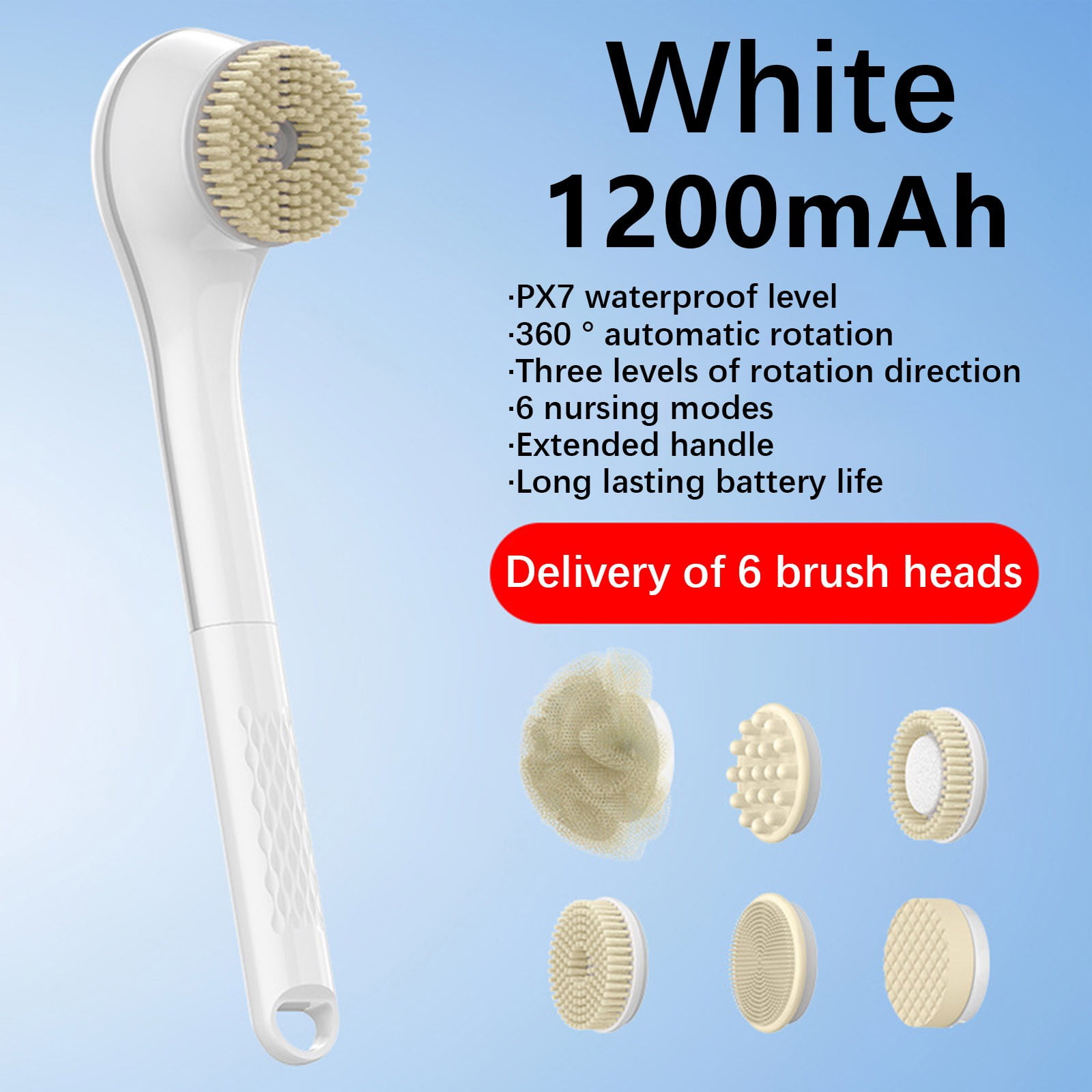 Electric Body Scrub Brush with Massage Function | Long Handle ...