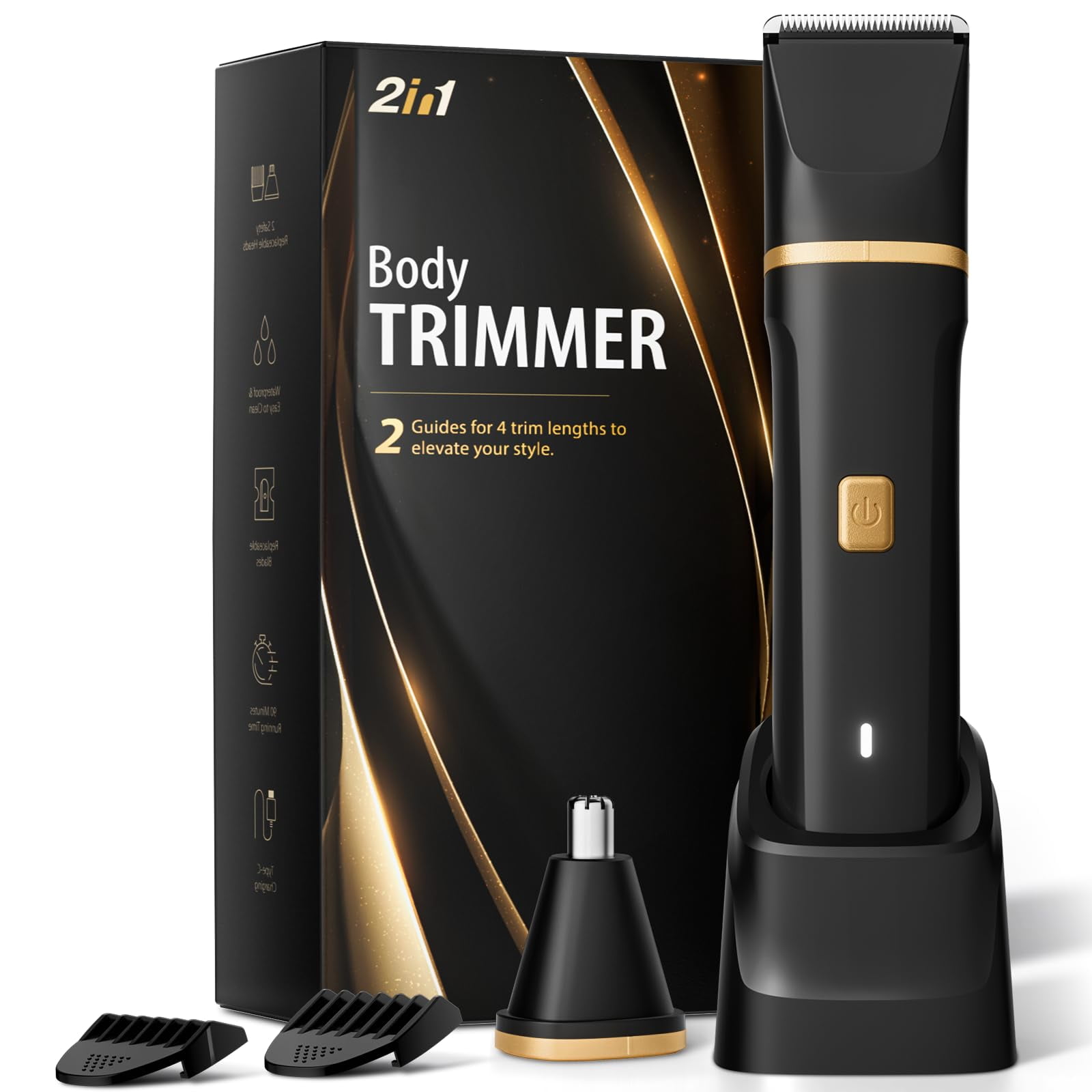 Electric Body Trimmer for Men, IPX7 Waterproof Groin and Pubic Hair ...