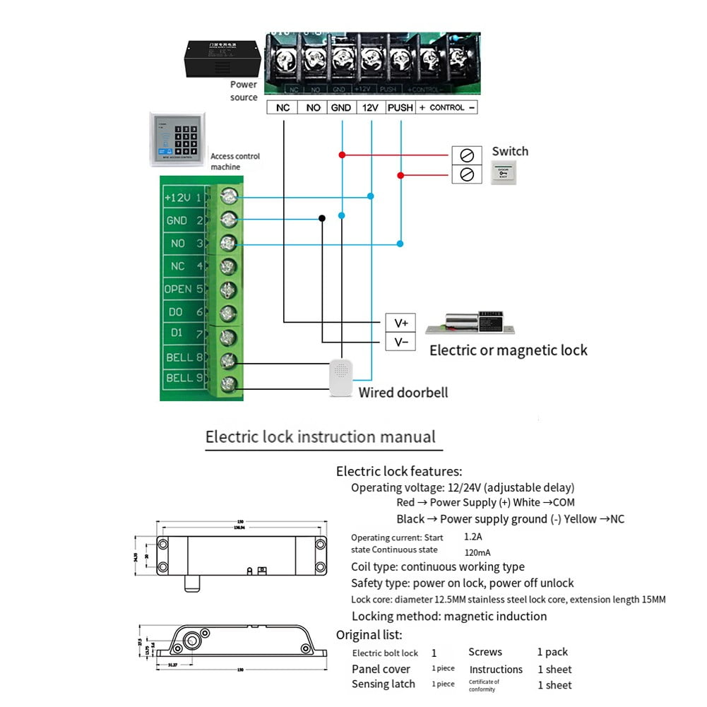 Electric Bolt Lock With Adjustable Delay Access Control Electric Lock ...