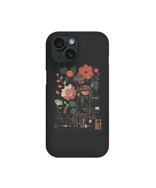 Electric Botanic Neon Flower Skeleton Head Art Phone Case for iPhone 16 ...