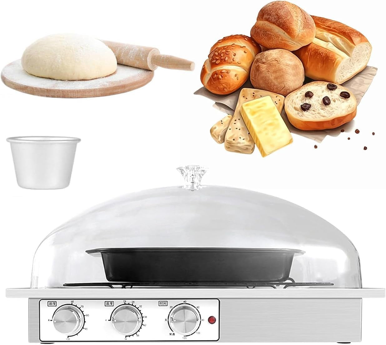 Electric Bread Dough Proofer Machine, Adjustable 24~54°C Temperature, 0 ...