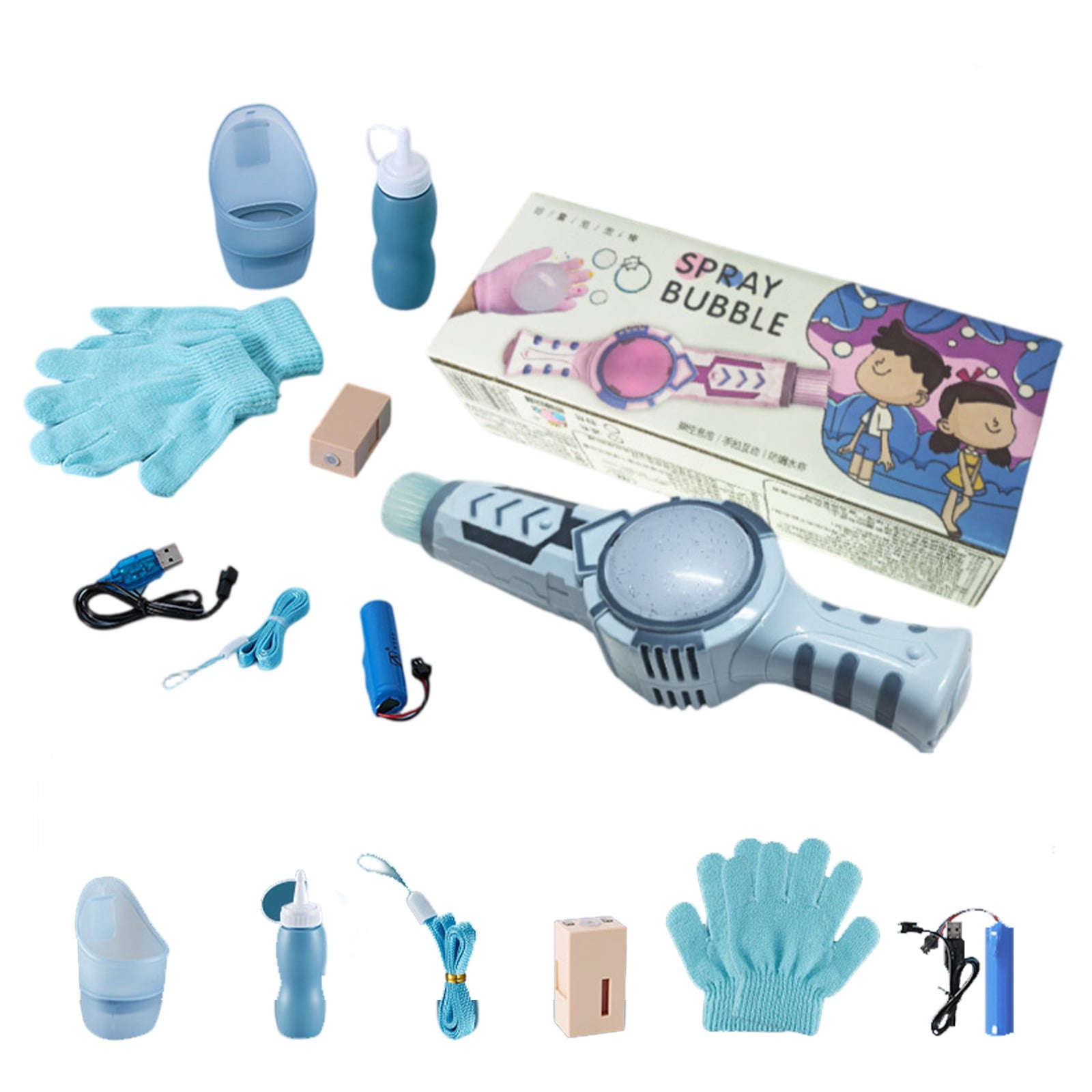 Electric Bubble Maker Gun for Kids Automatic Bubble Blower with Gloves ...