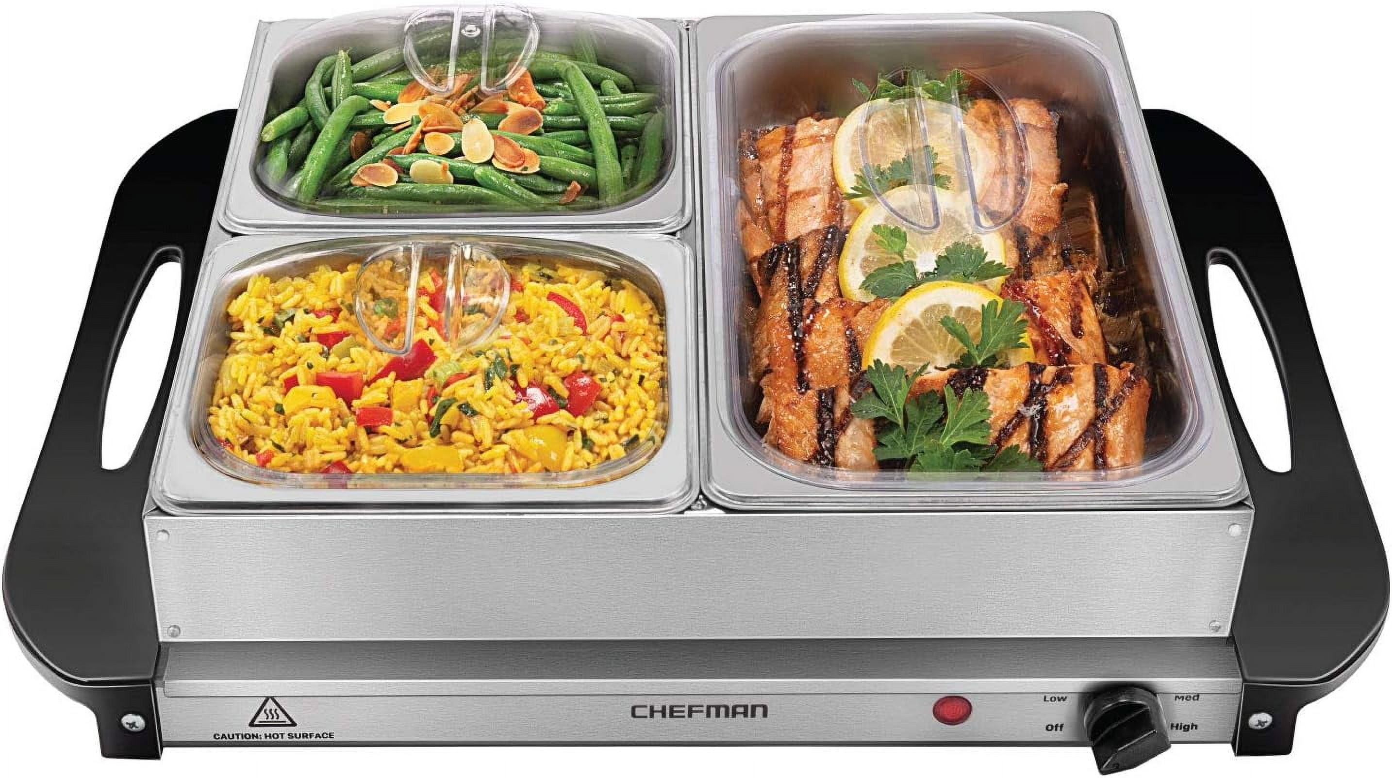 Electric Buffet Server + Warming Tray w/Adjustable Temperature & 3 ...