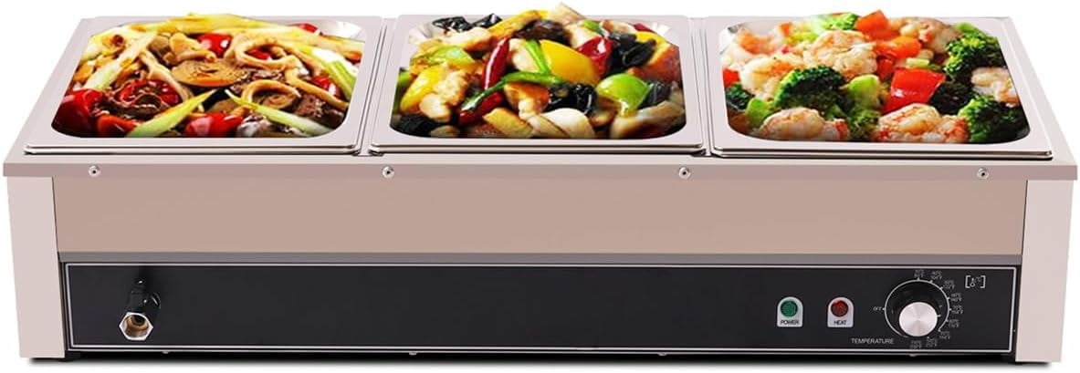 Electric Buffet Steam Table Food Warmer, 1500W 3-Pan Bain Marie Buffet ...