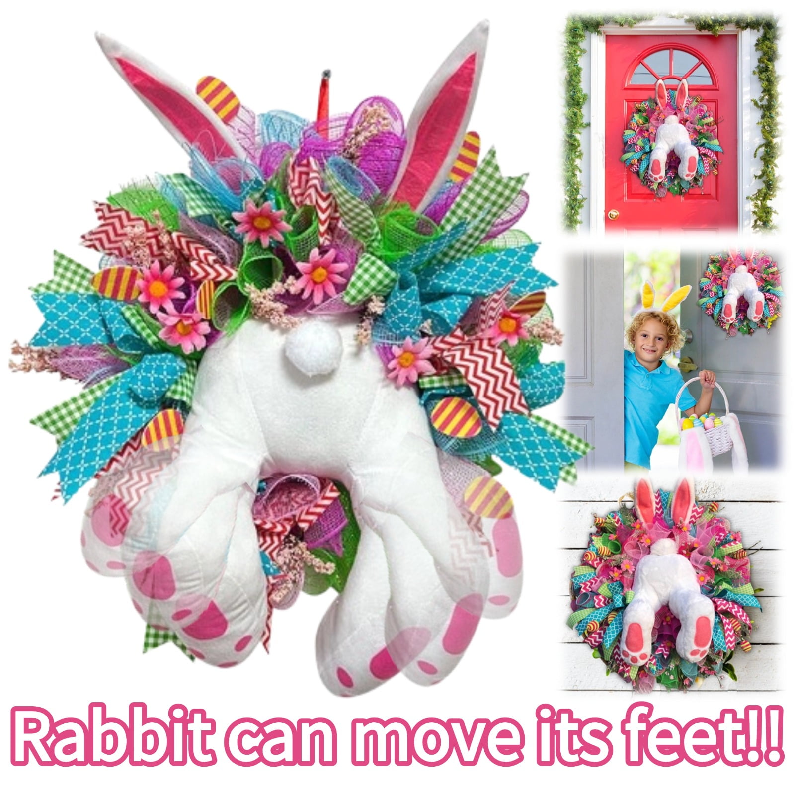 Electric Bunny Easter Wreath, Rabbit Garland, Easter Electric Rabbit ...