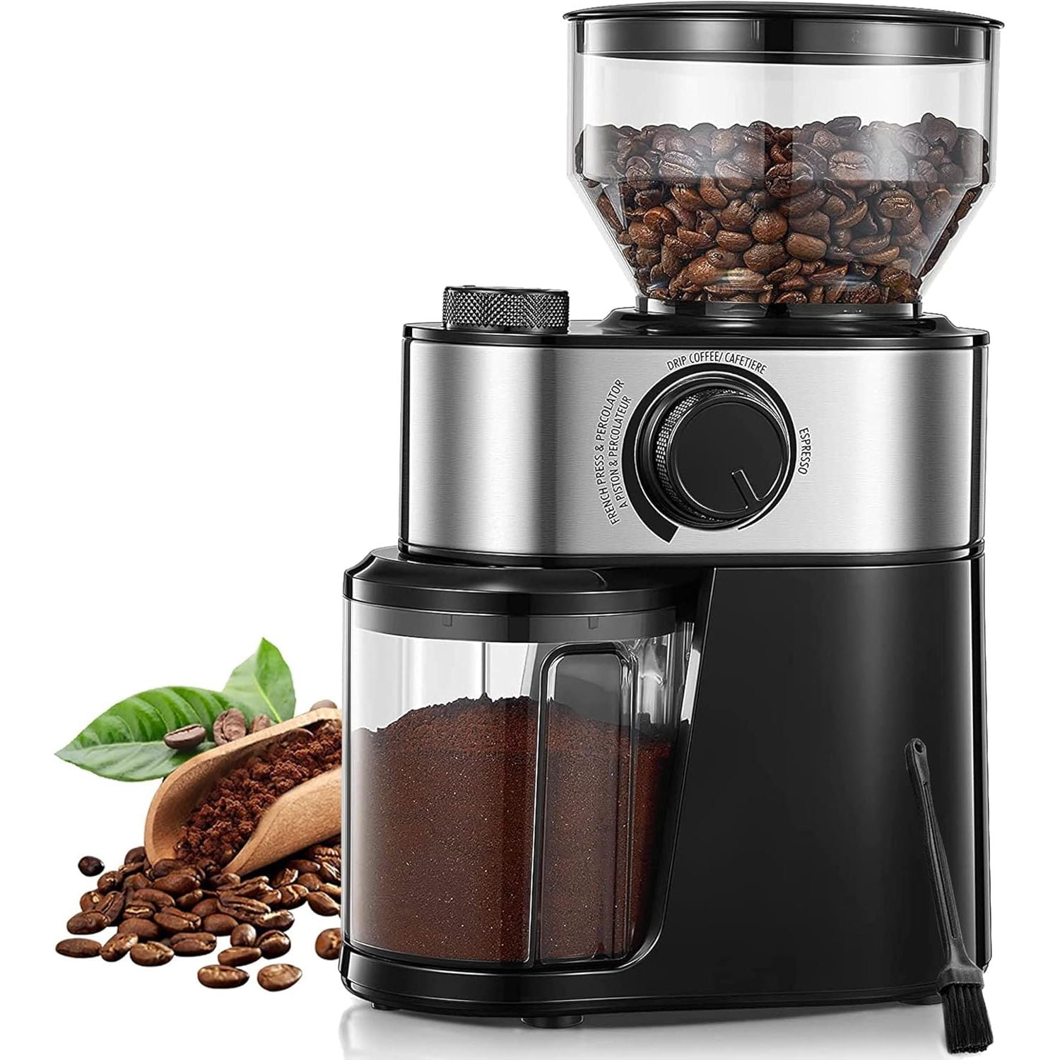 Electric Burr Coffee Grinder, LHHP Coffee Bean Grinder with 18 Precise ...