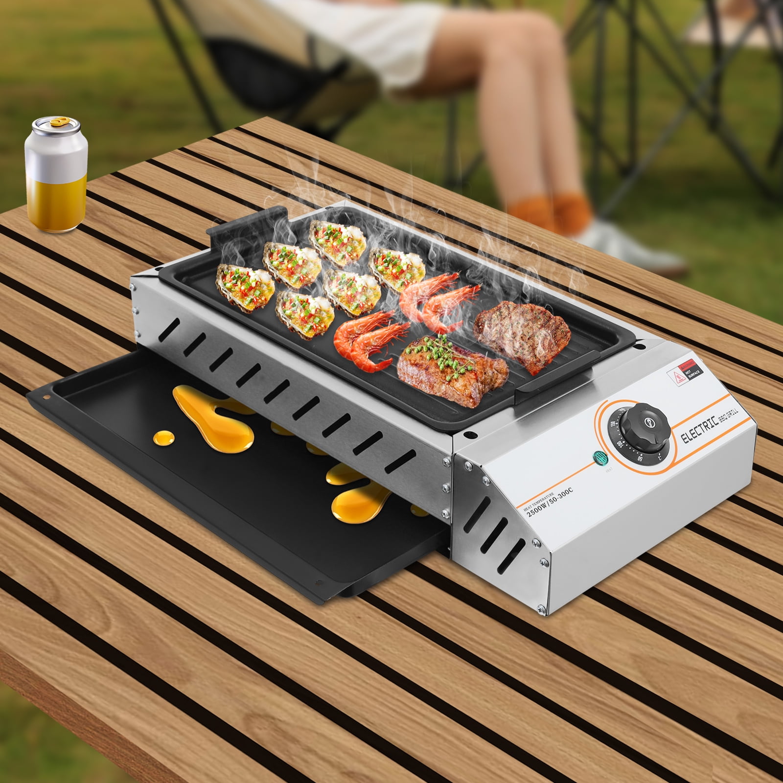 Electric Campfire Grill with Adjustable Temperature (50-300°C), Non ...