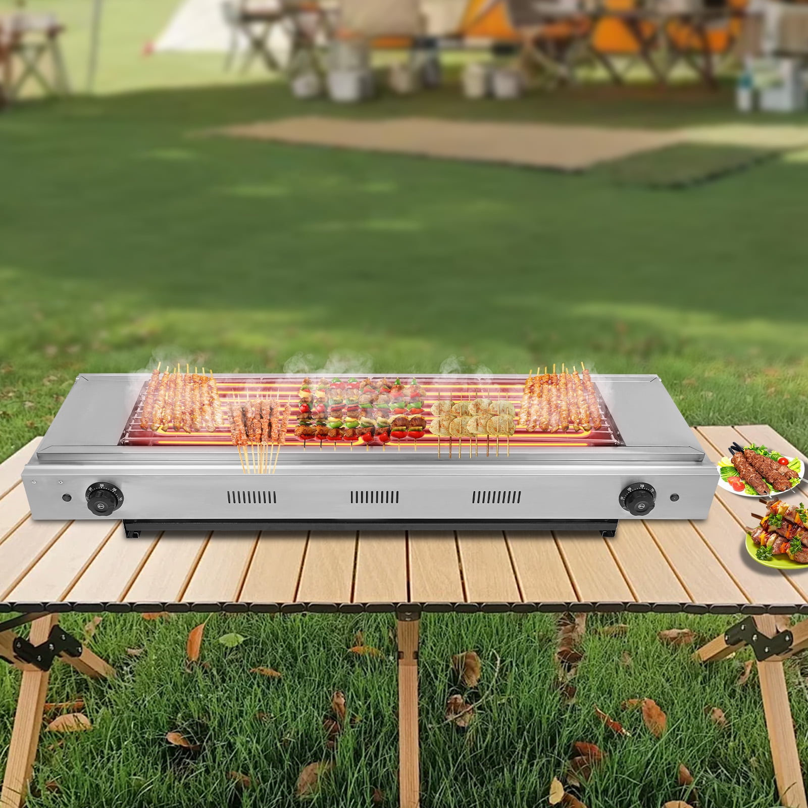 Electric Campfire Grill with Propane, Stainless Steel, Adjustable ...