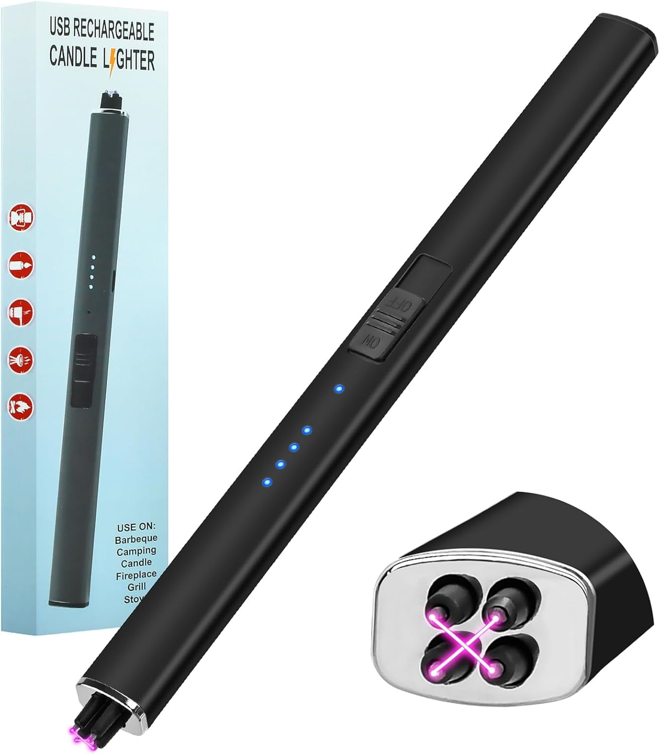 Electric Candle Lighter Rechargeable Windproof Flameless Dual Arc for ...
