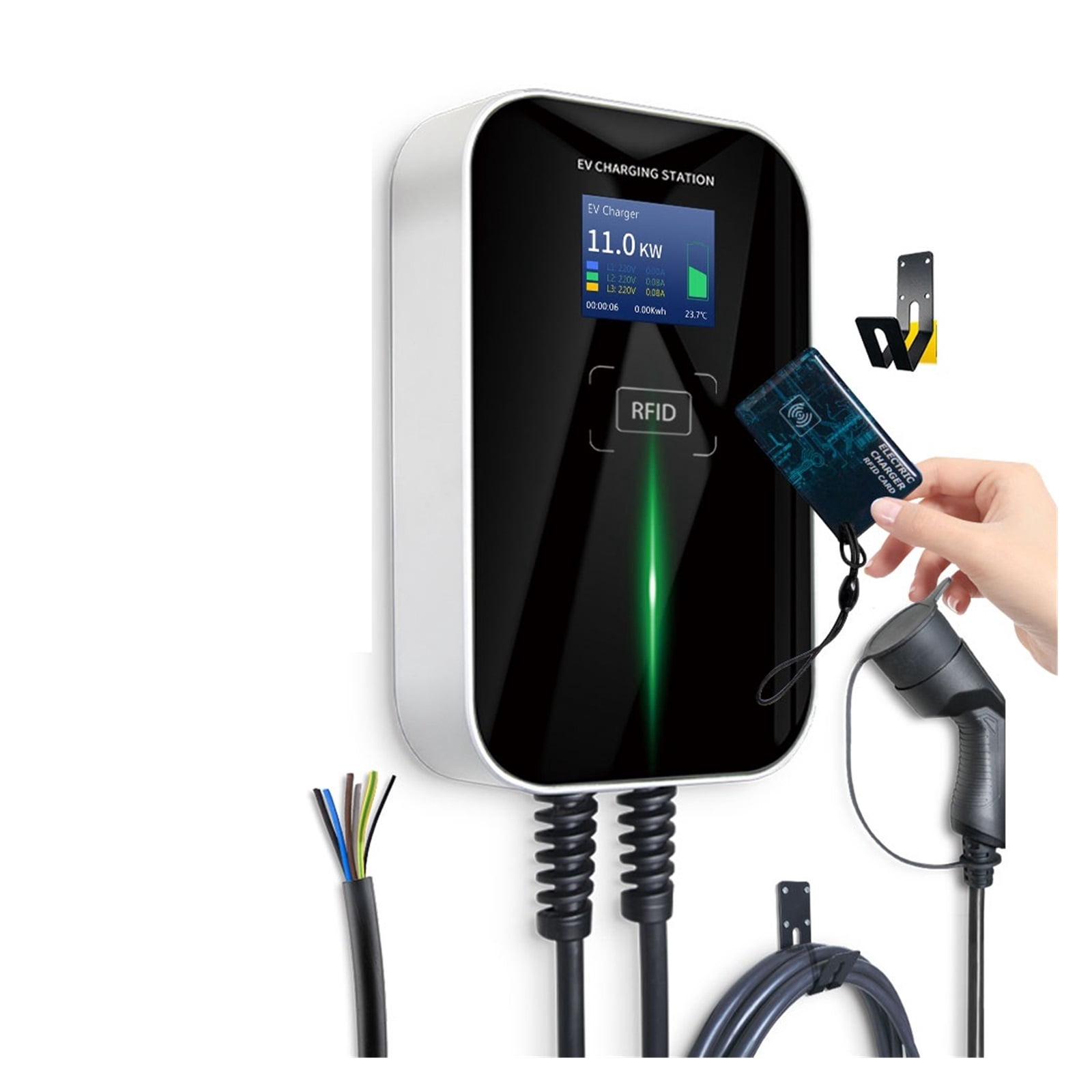 Electric Car Charger, 11kw Electric Vehicle RFID Charging Station Wall ...