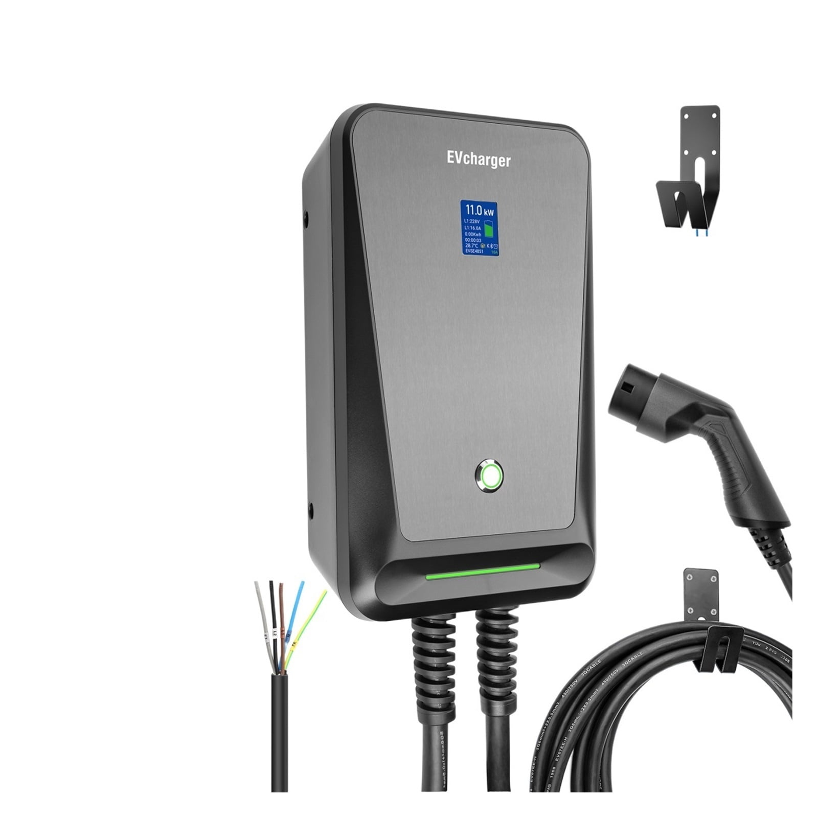 Electric Car Charger, EV Charger Type 2 16A 3 Phase EVSE Wallbox Electric Car Charging Station ...