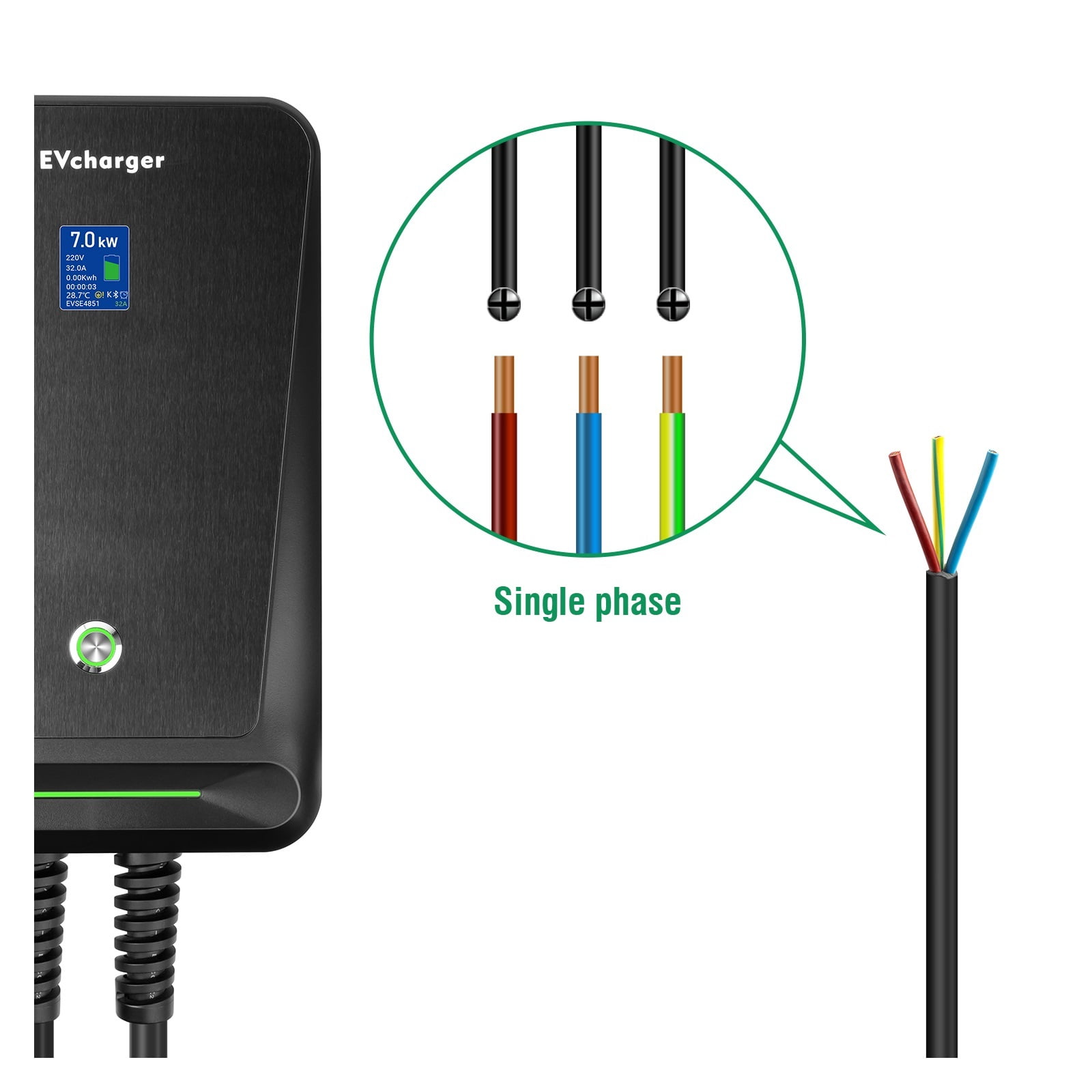 Electric Car Charger, EV Charger Type 2 APP Control 32A 1 Phase EVSE ...