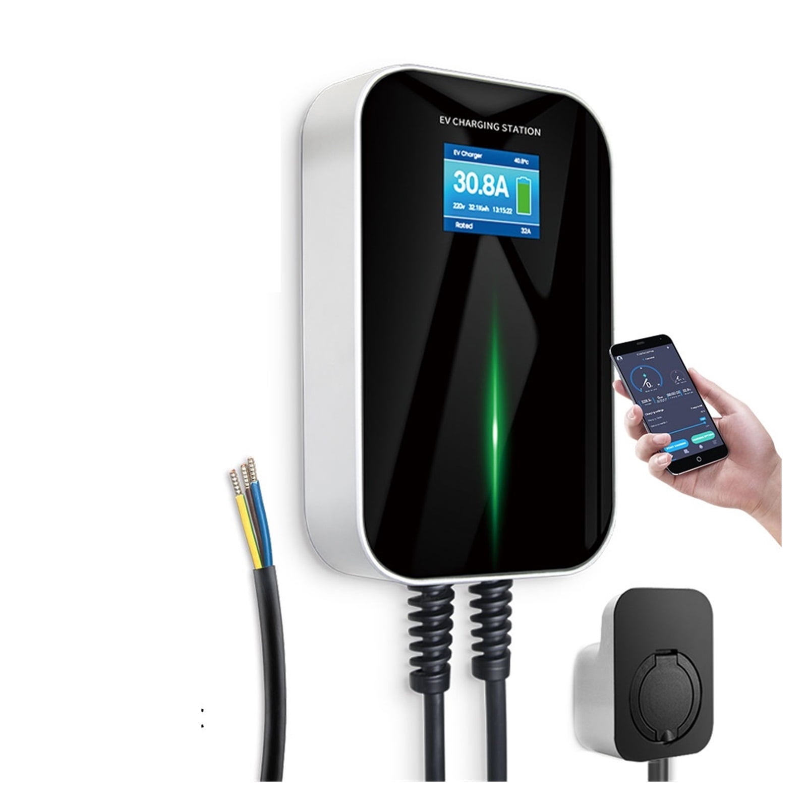 Electric Car Charger, EV Charger Type 2 EVSE Wallbox Electric Vehicle Charging Station 7.2KW APP ...