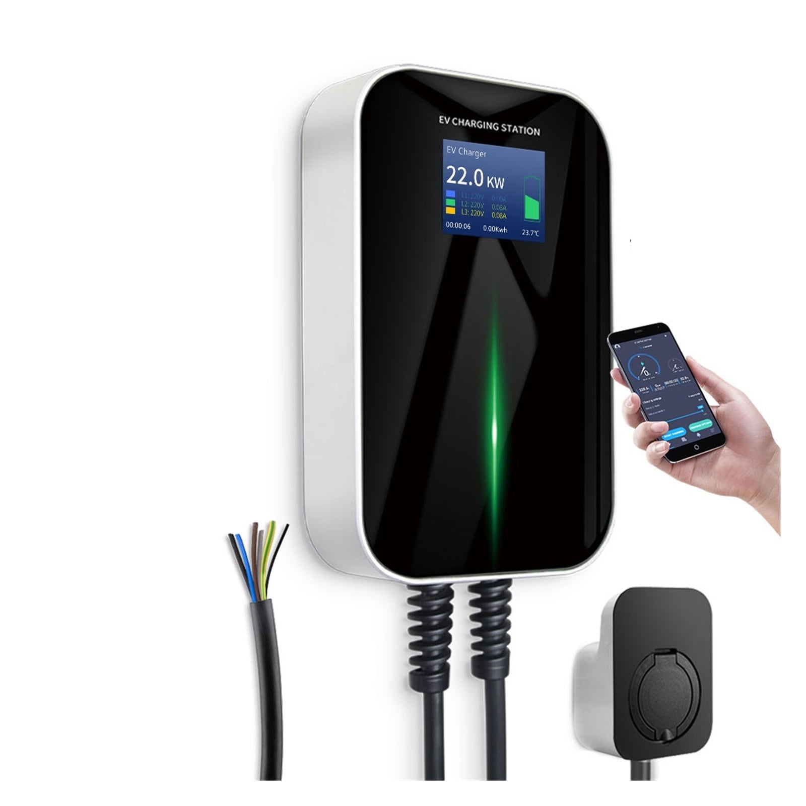 Electric Car Charger, EV Charger Wallbox 22KW Control Adjust Current ...