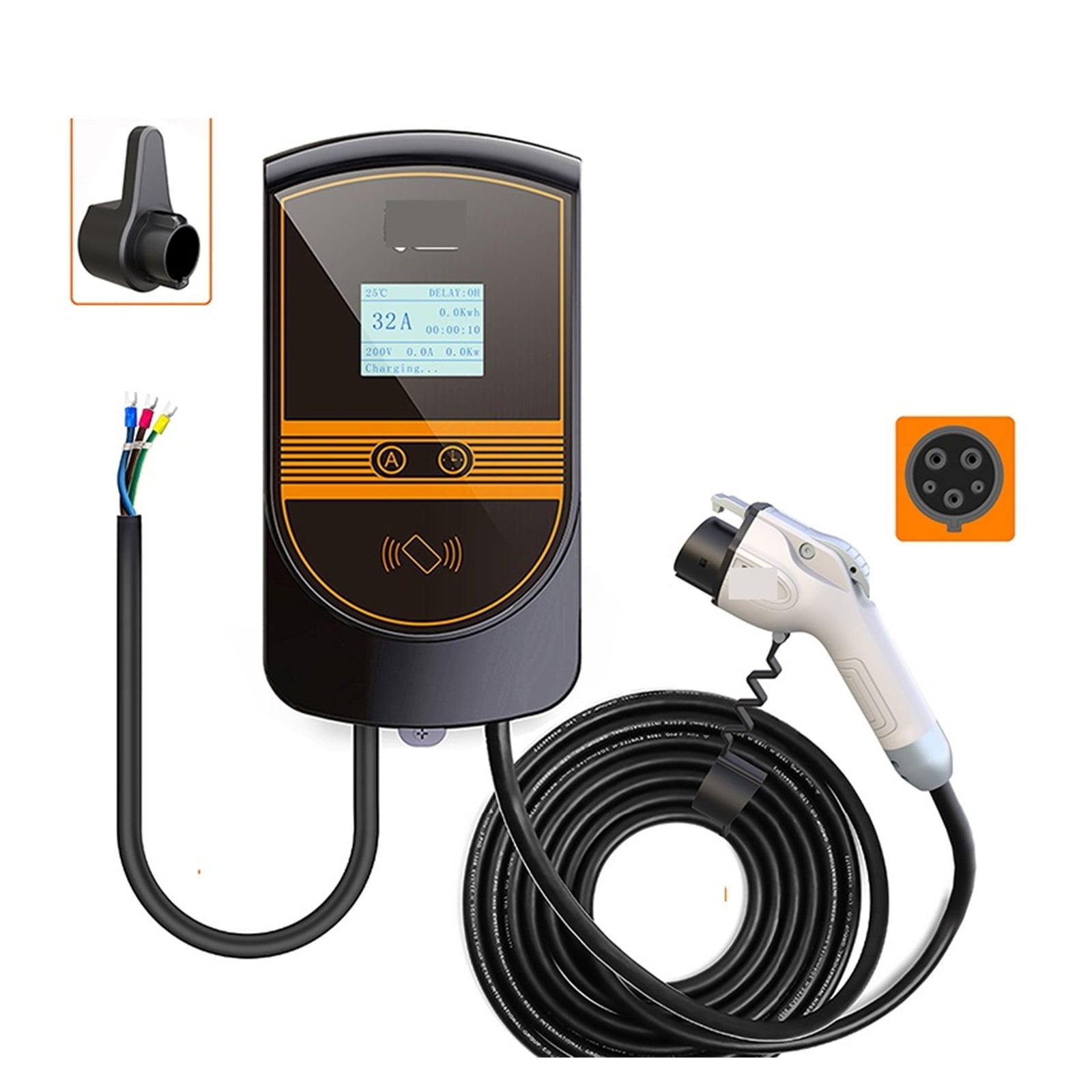 Electric Car Charger, EVSE Wallbox J1772 Adapter Type1 Cable 32A 7.6KW ...