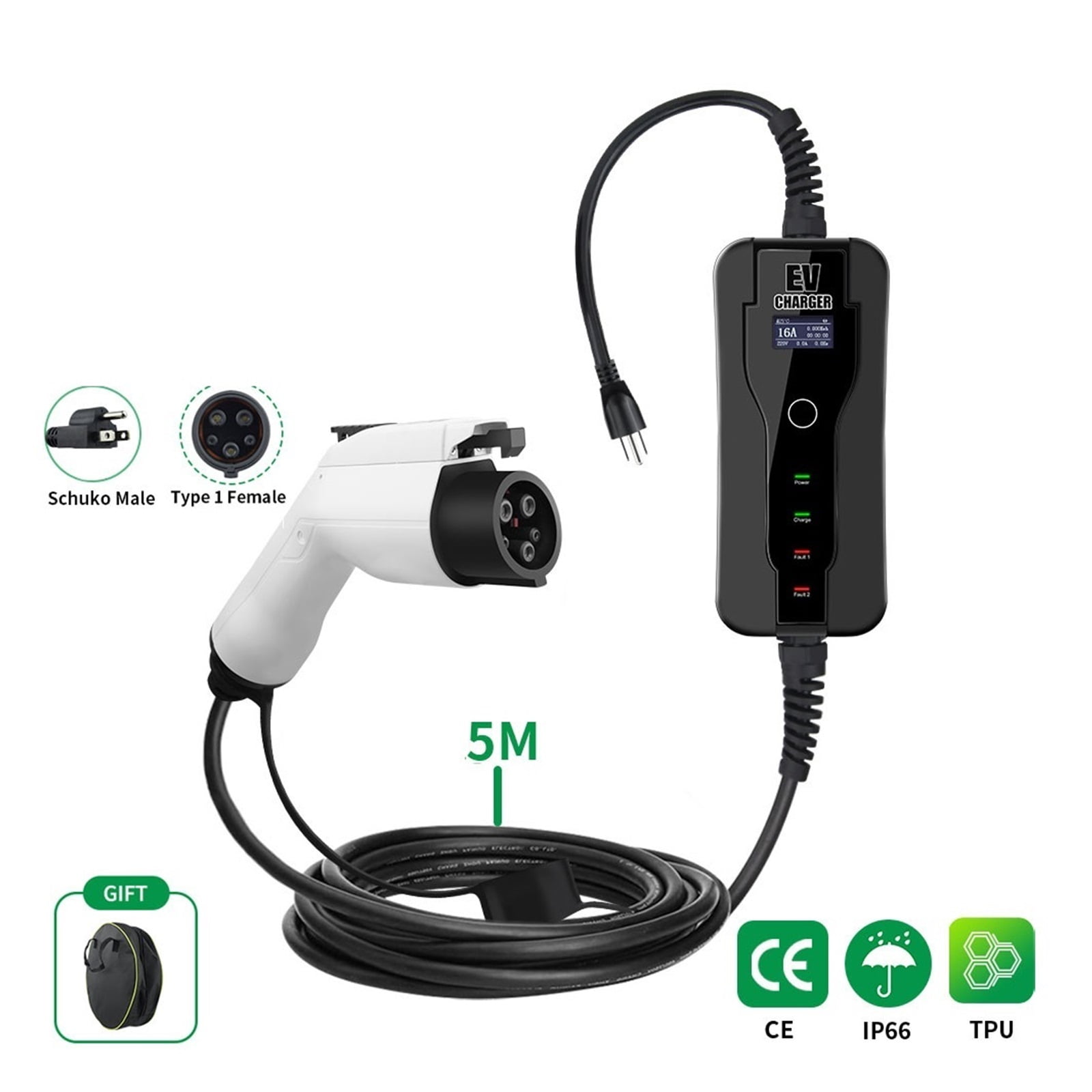 Electric Car Charger, J1772 Type 1 IEC62196 Type 2 EVSE EV Portable ...