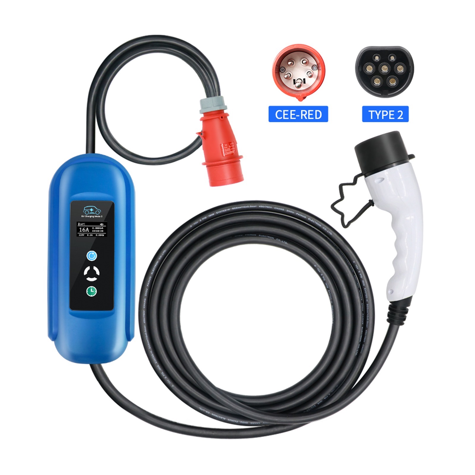 Electric Car Charger, Level 2 11KW 16A 3P EV Charging IEC 62196 Type 2 ...
