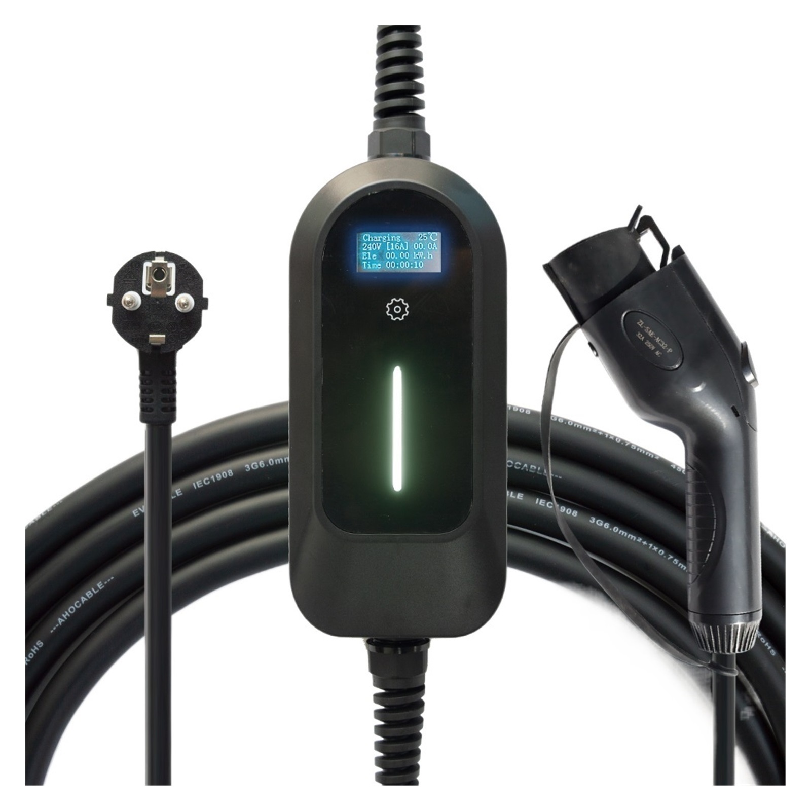 Electric Car Charger, Portable EV Charger Type1 SAE J1772 16A EVSE ...