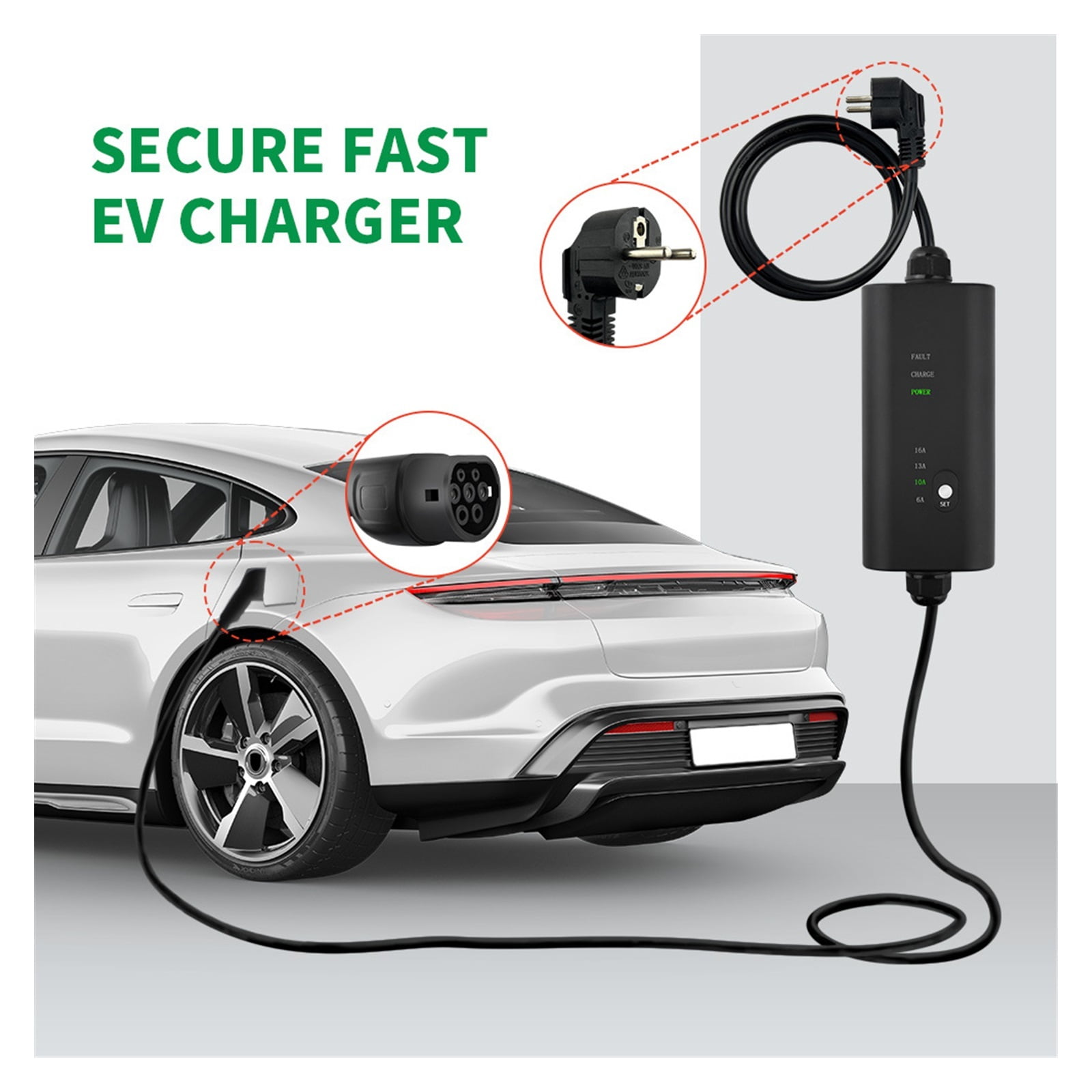 Electric Car Charger, Electric Car Vehicle Type 2 Portable EV Charger ...